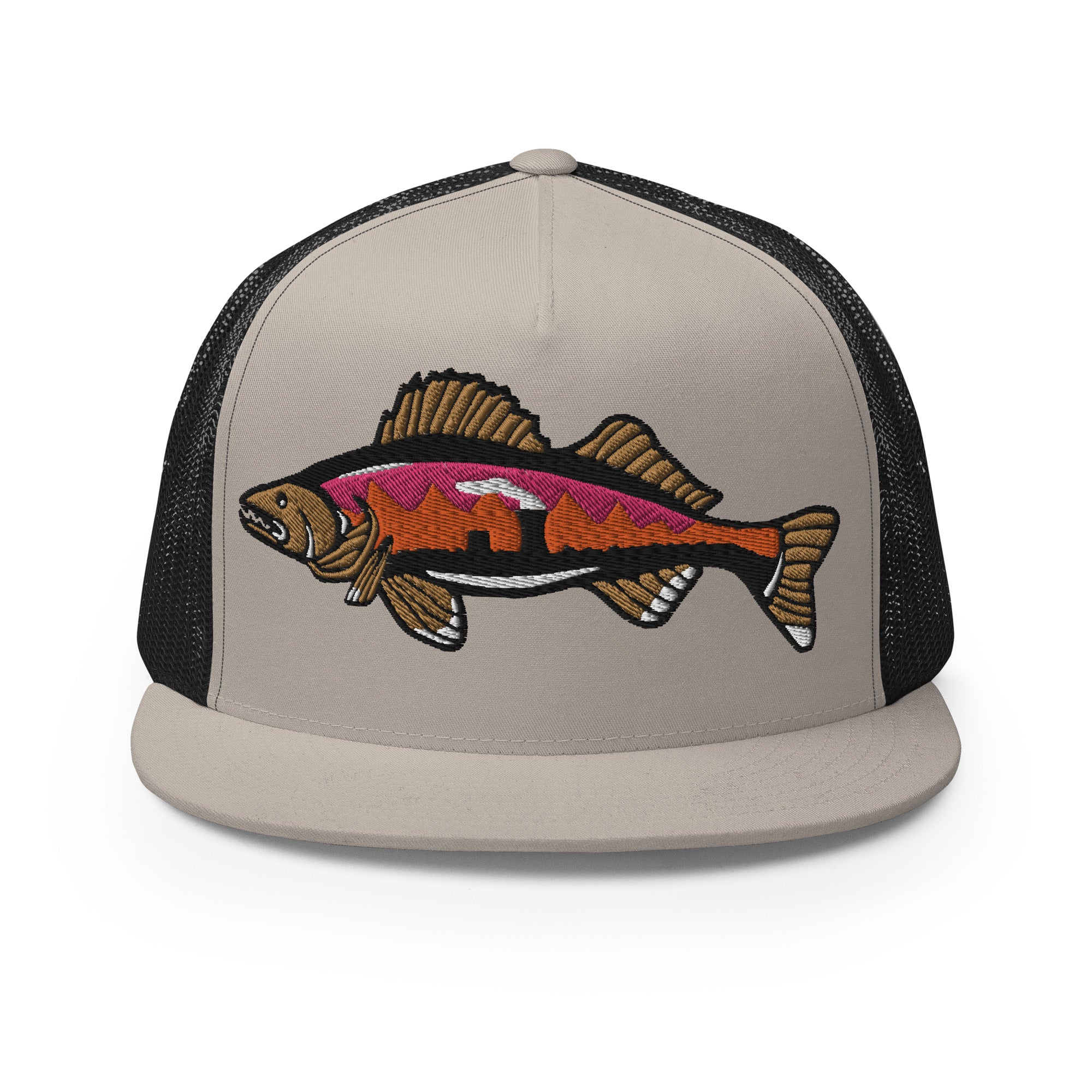 Walleye Horizon 5 Panel Trucker Cap – Lake Erie Walleye Flat Bill Hat ...